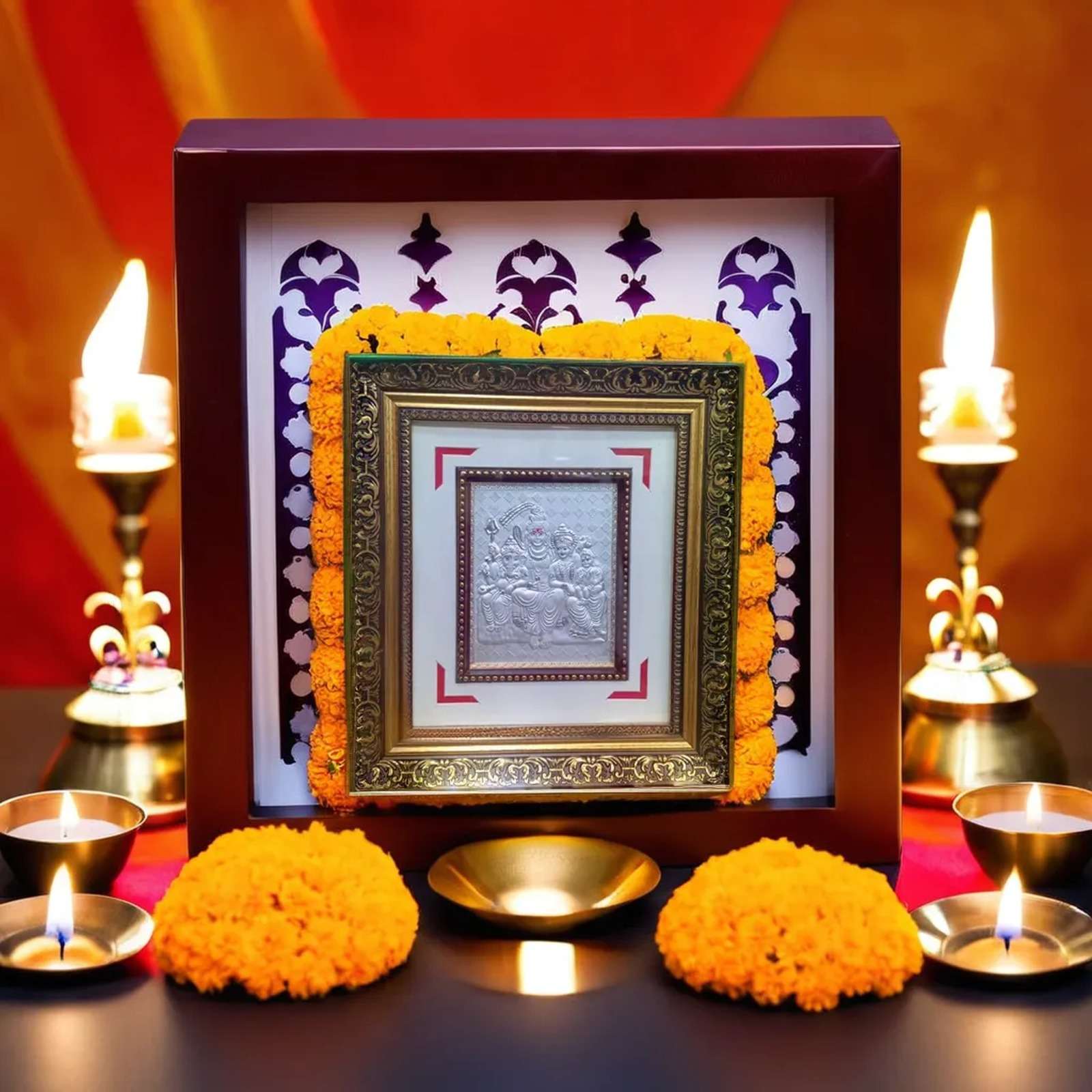10x9 inch shiva 999 Pure Silver Divine Photo Frame - Blessed By Expert ...